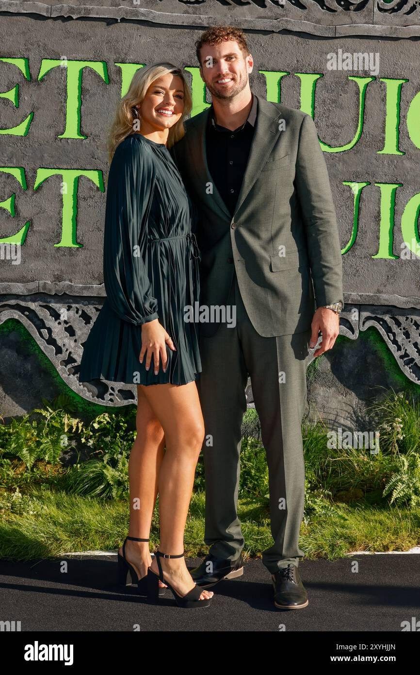 Gaby Gonzalez and Tyler Bergantino attend the Beetlejuice Beetlejuice ...