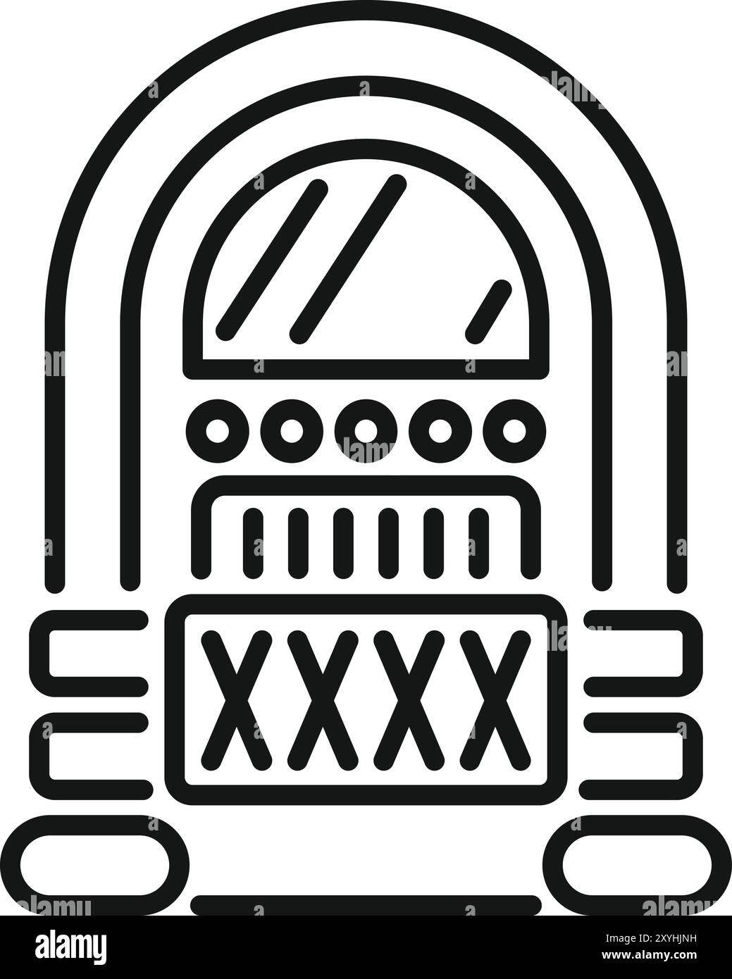 This vector illustration depicts a vintage jukebox, evoking a sense of classic entertainment and ...