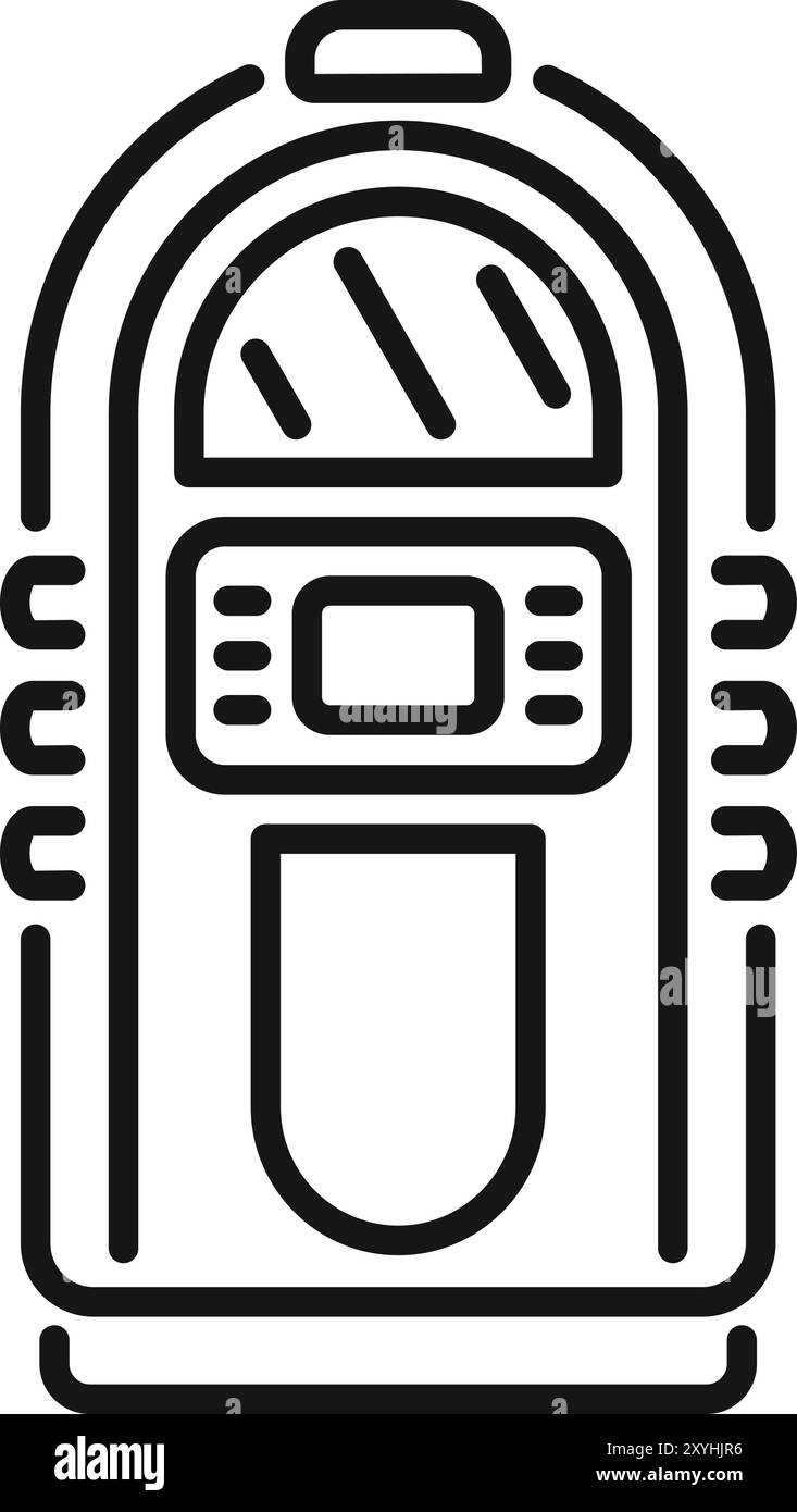 Simple line art icon of a jukebox, perfect for representing vintage ...