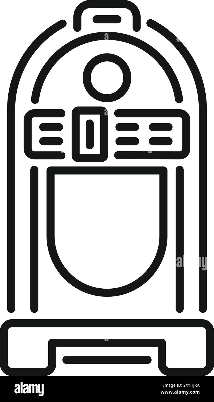 Simple line vector icon representing a vintage jukebox playing music ...