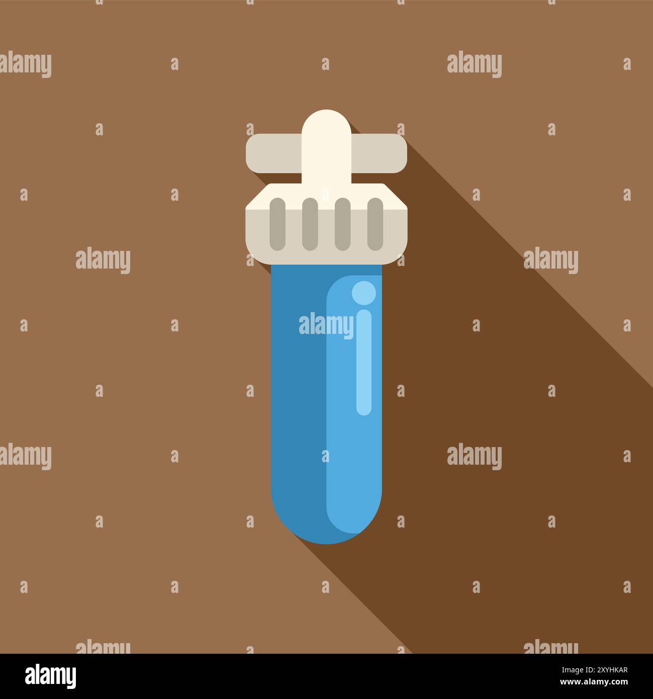 Blue chemical test tube with lid casting shadow, simple cartoon flat ...