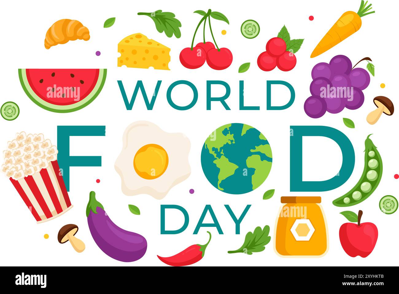 World Food Day Vector Illustration on 16 October with Various Foods ...