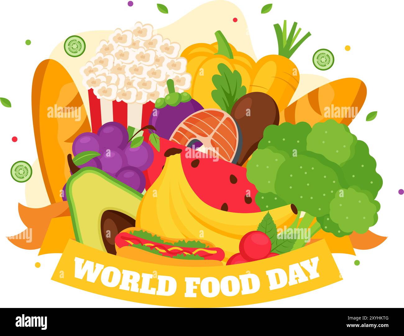 World Food Day Vector Illustration on 16 October with Various Foods ...