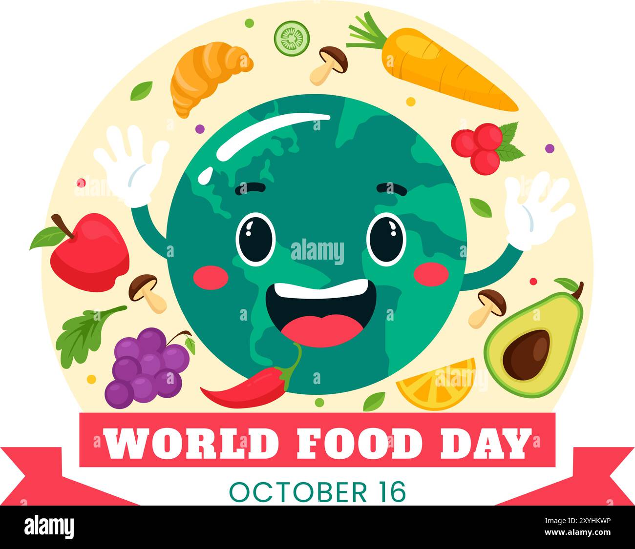 World Food Day Vector Illustration on 16 October with Various Foods ...