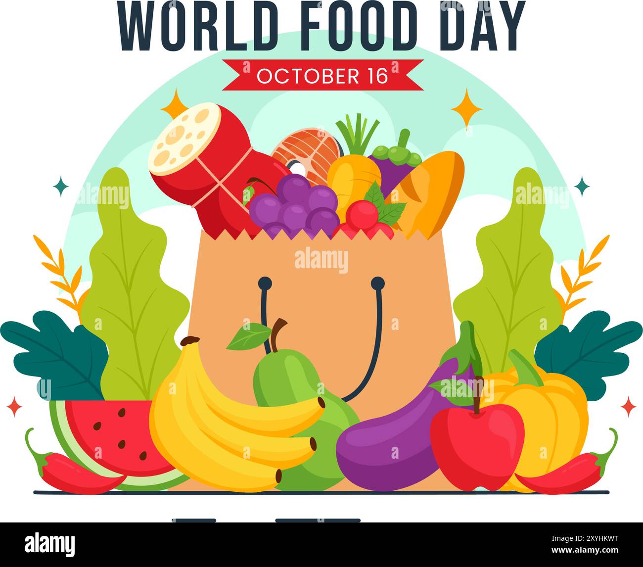 World Food Day Vector Illustration on 16 October with Various Foods ...