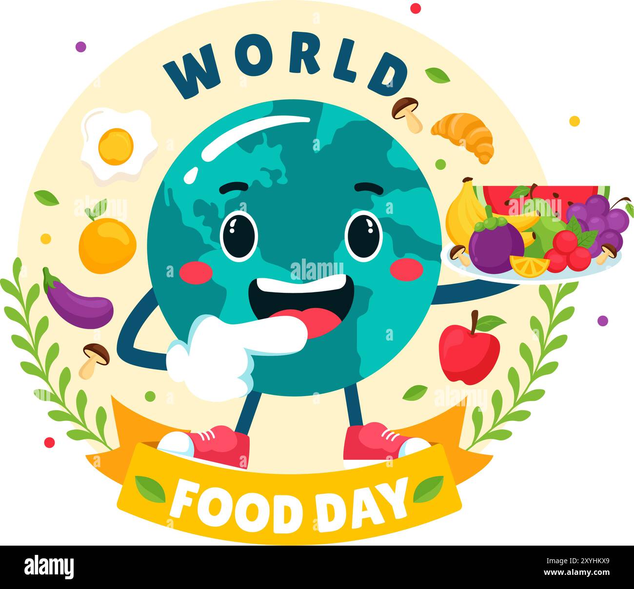 World Food Day Vector Illustration on 16 October with Various Foods ...