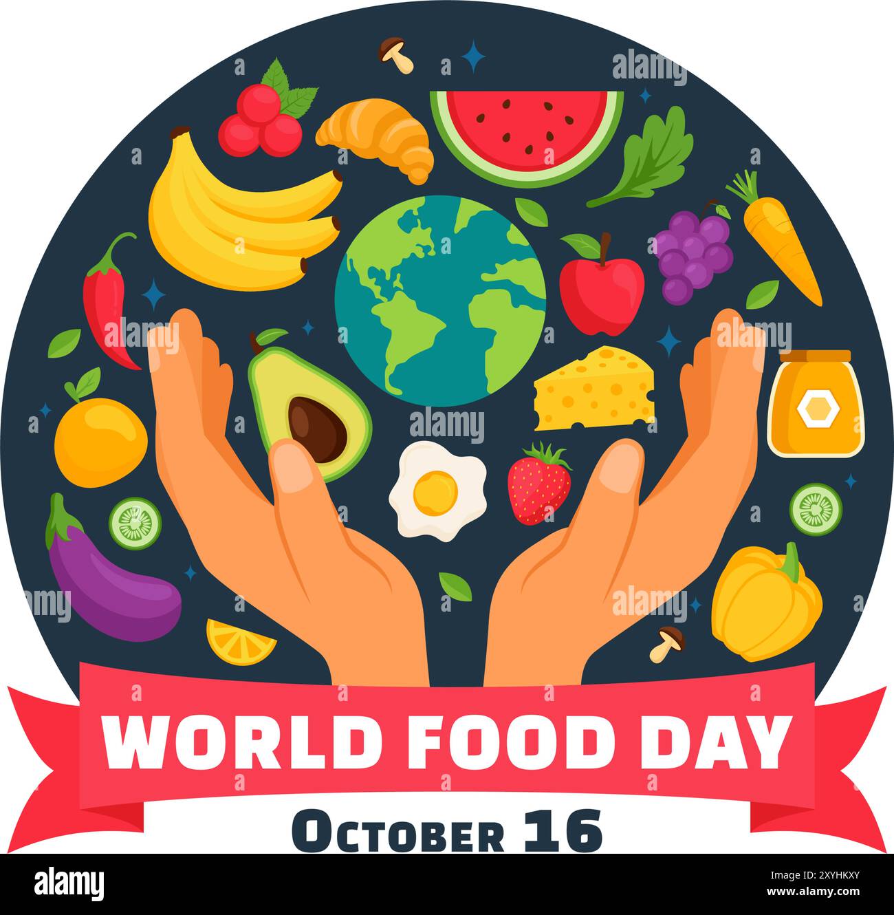 World Food Day Vector Illustration on 16 October with Various Foods ...
