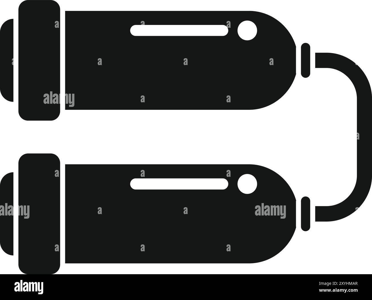 Black isolated vector illustration of double oxygen tank on white ...
