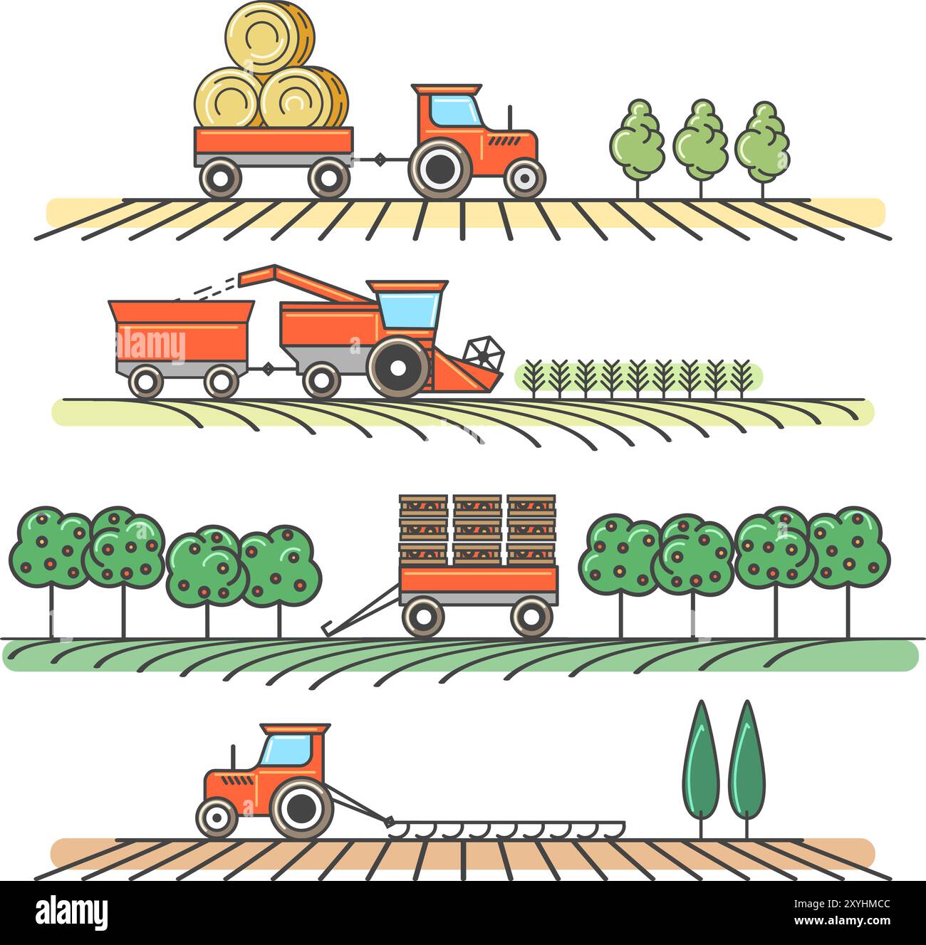 Harvesting farming wheat field agriculture Cut Out Stock Images & Pictures - Alamy