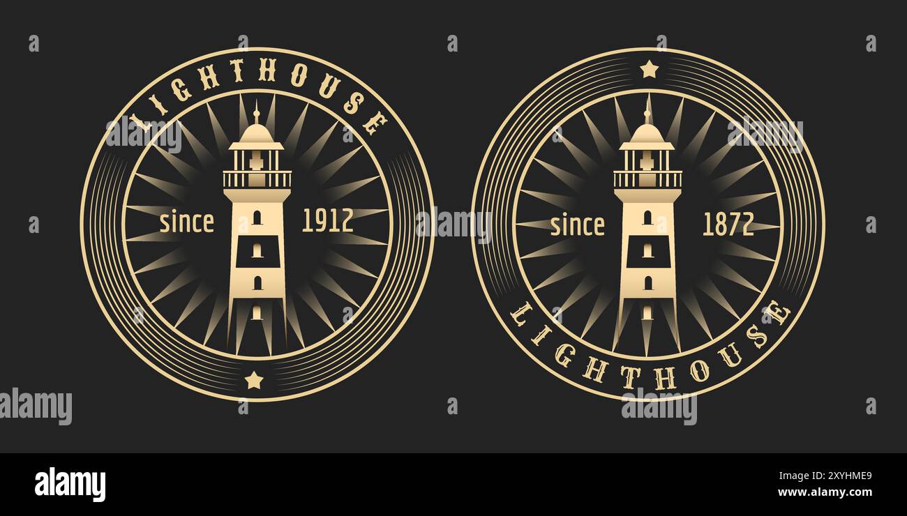 Vintage golden lighthouse emblem Stock Vector Image & Art - Alamy