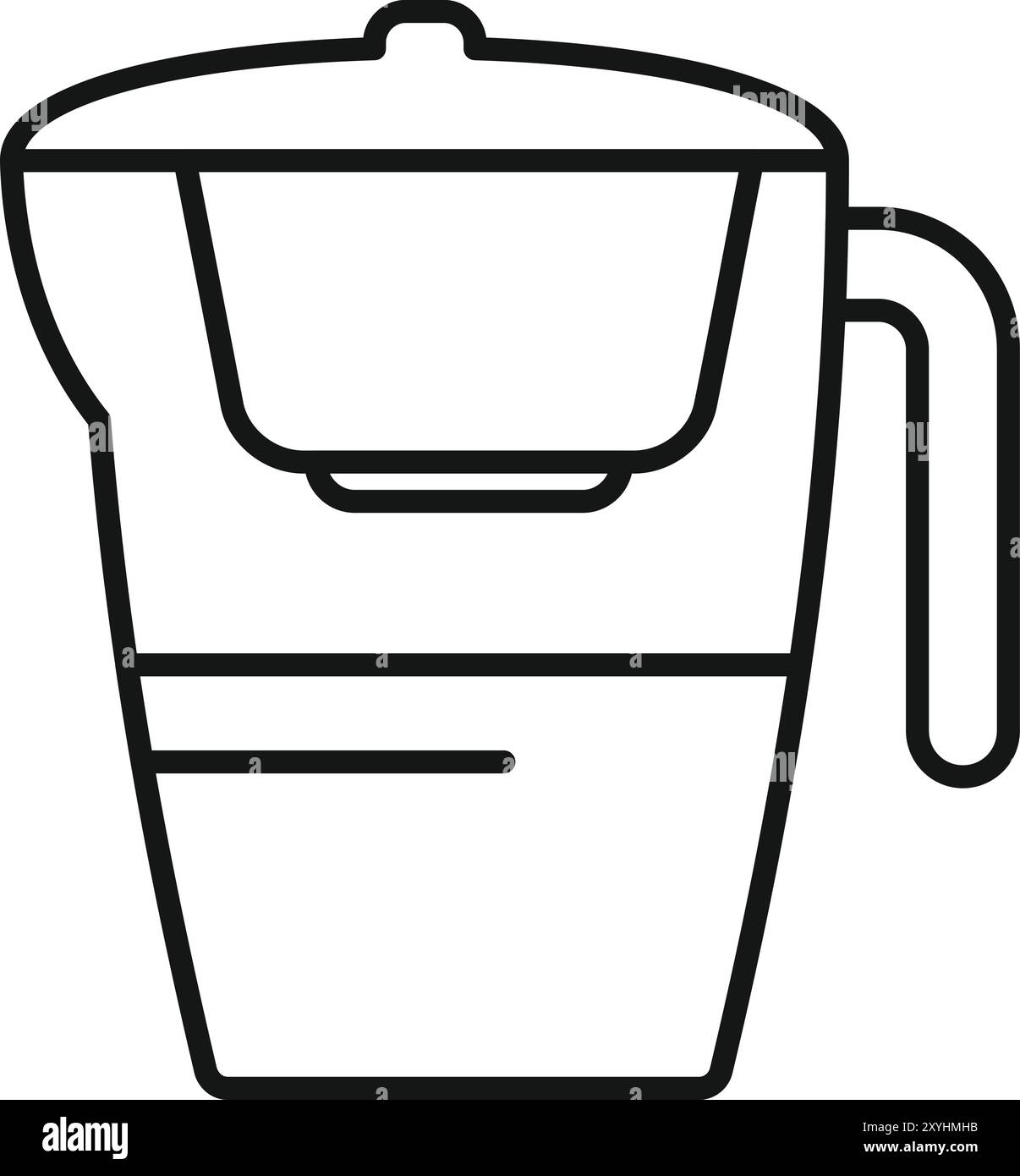 Simple outline vector of an electric kettle with visible water level ...