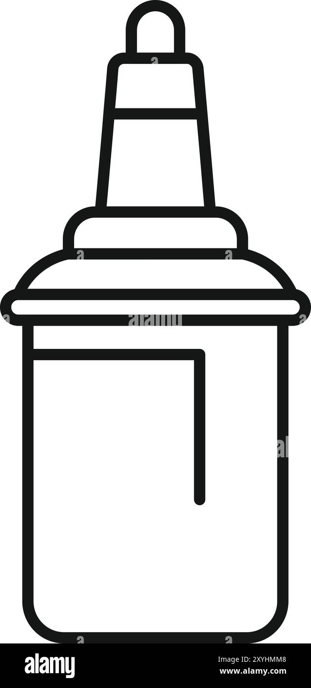 Simple line icon drawing of a cocktail shaker with a conical lid ...