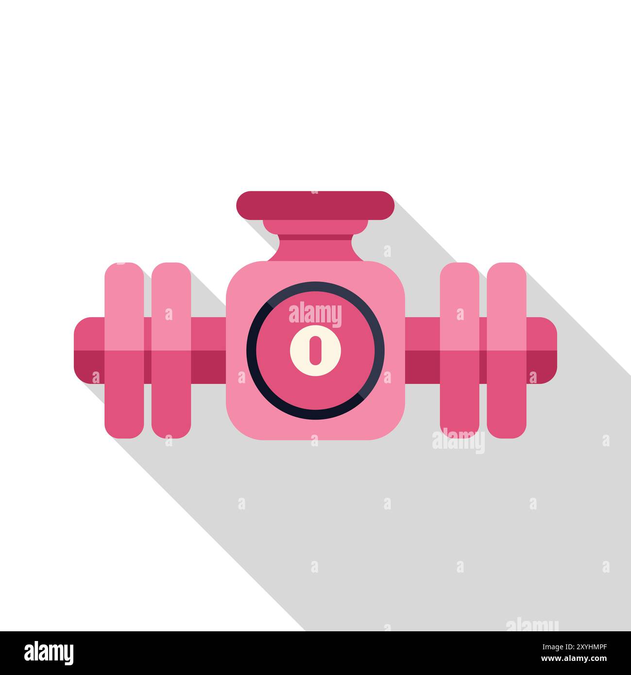 Pink dumbbell water valve stopping the flow of water, concept ...