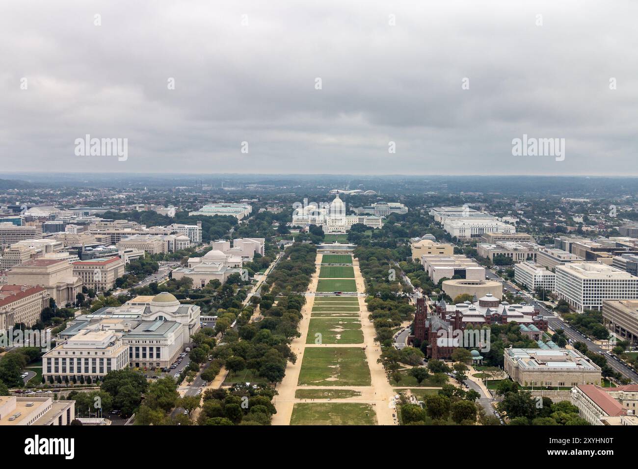 Aerial view of The Mall, the Smithsonian museums and the United States ...