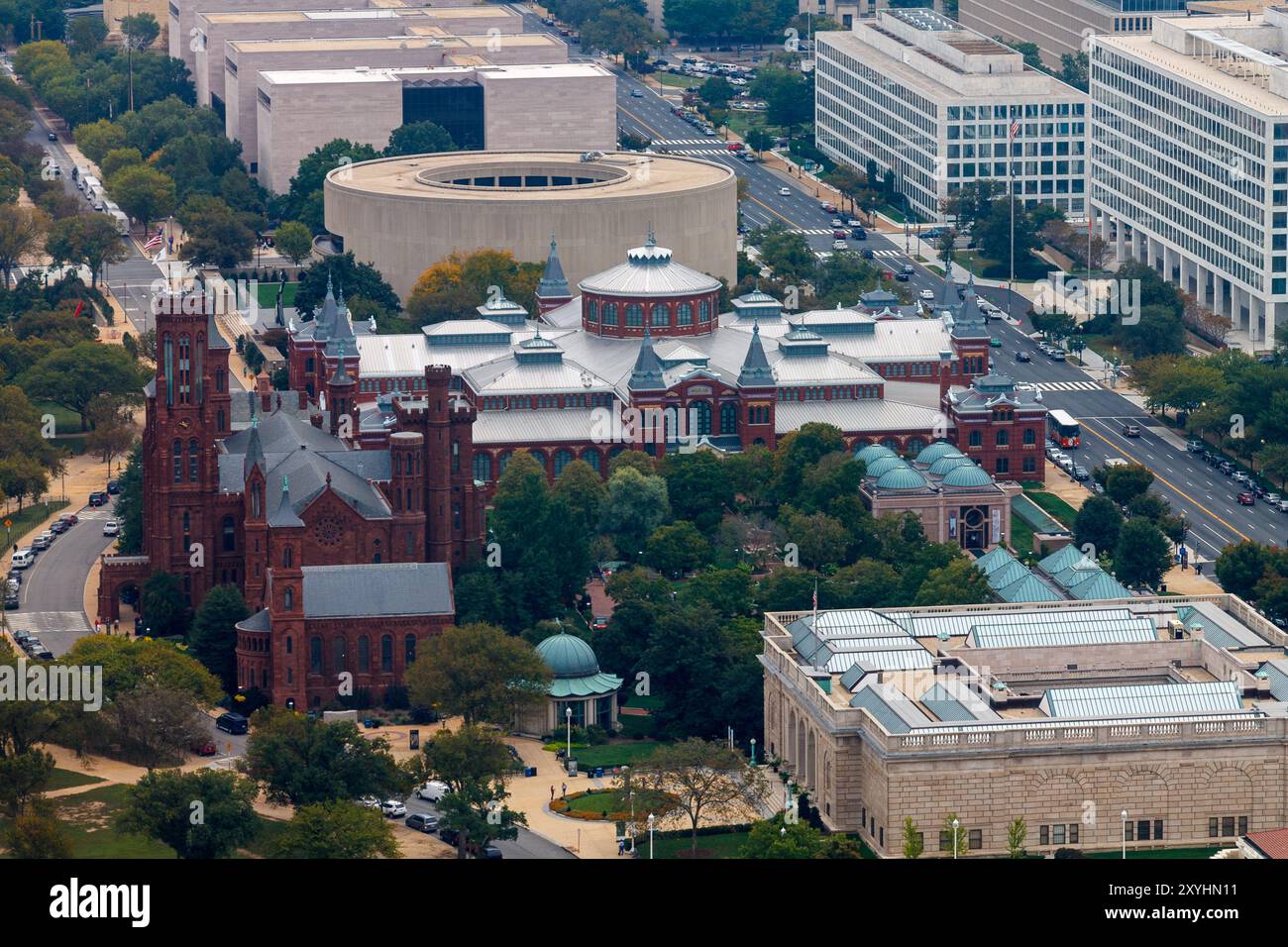 Aerial view of the Smithsonian Castle in Washington DC, USA Stock Photo ...
