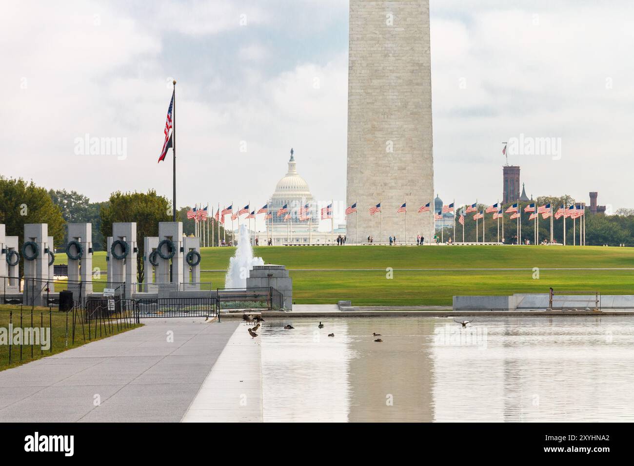 The Washington Monument Obelisk and the Word War II Memorial in ...