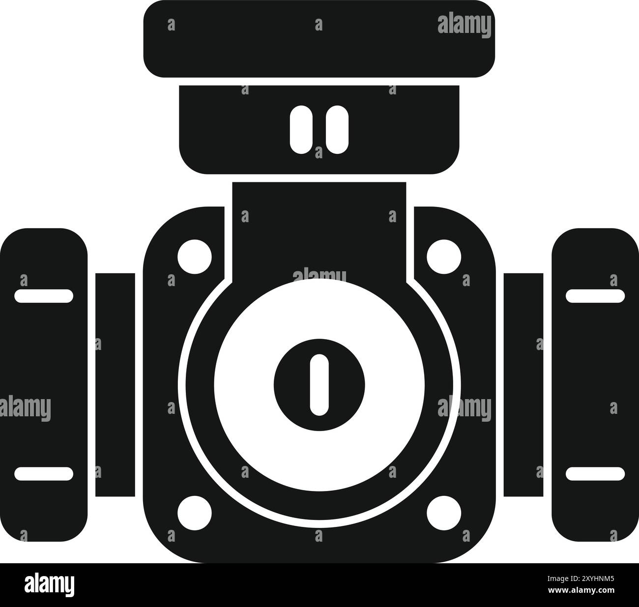 Black silhouette icon of a smart water meter with a digital display for ...