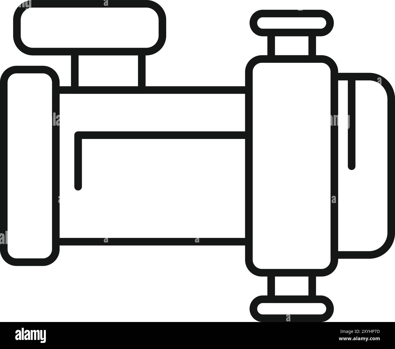 This vector illustration features a water pump, depicted in a simple ...
