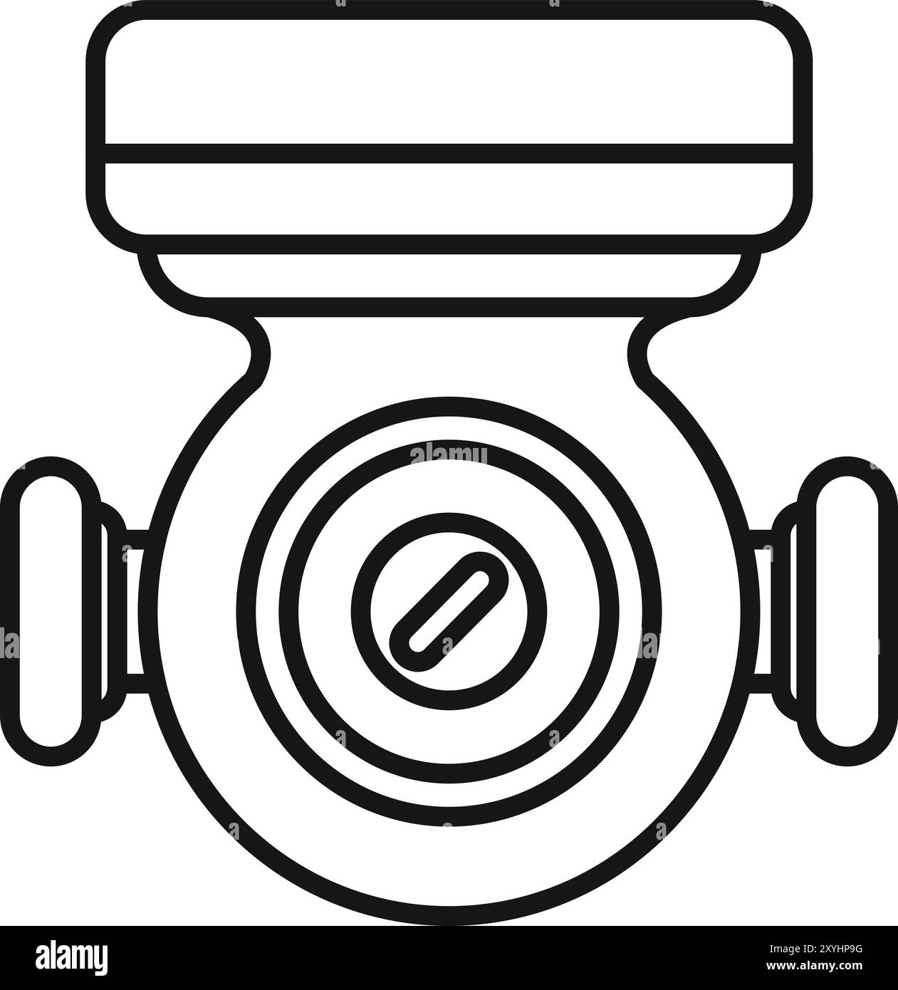 Water meter icon in outline style illustrating a flow measurement ...