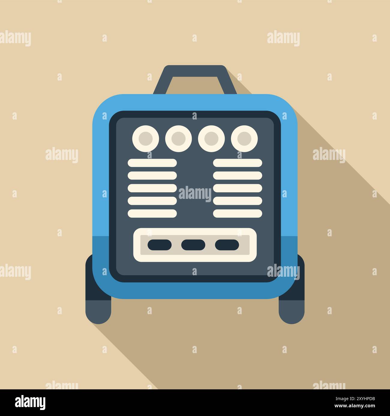 Blue and black portable generator supplying backup electrical power ...