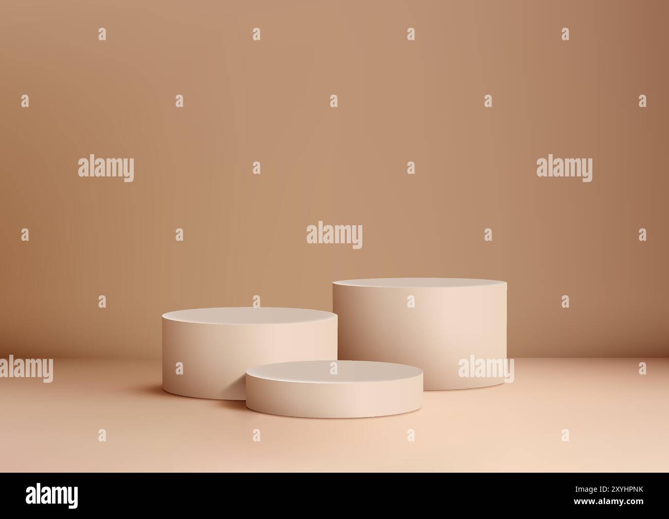 Elegant 3D Scene Featuring Three Beige Podiums on a Soft Beige Backdrop ...