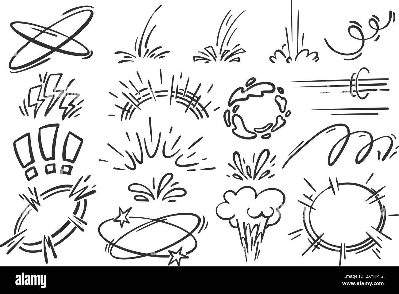 Cartoon bomb boom effect. Vector bang burst and splashes elements ...