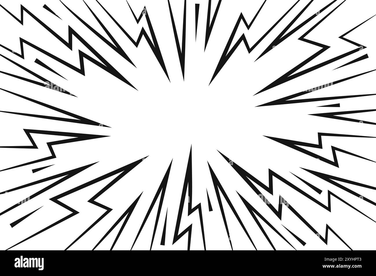 Comic thunder effect on white background. Cartoon lightning and flash ...