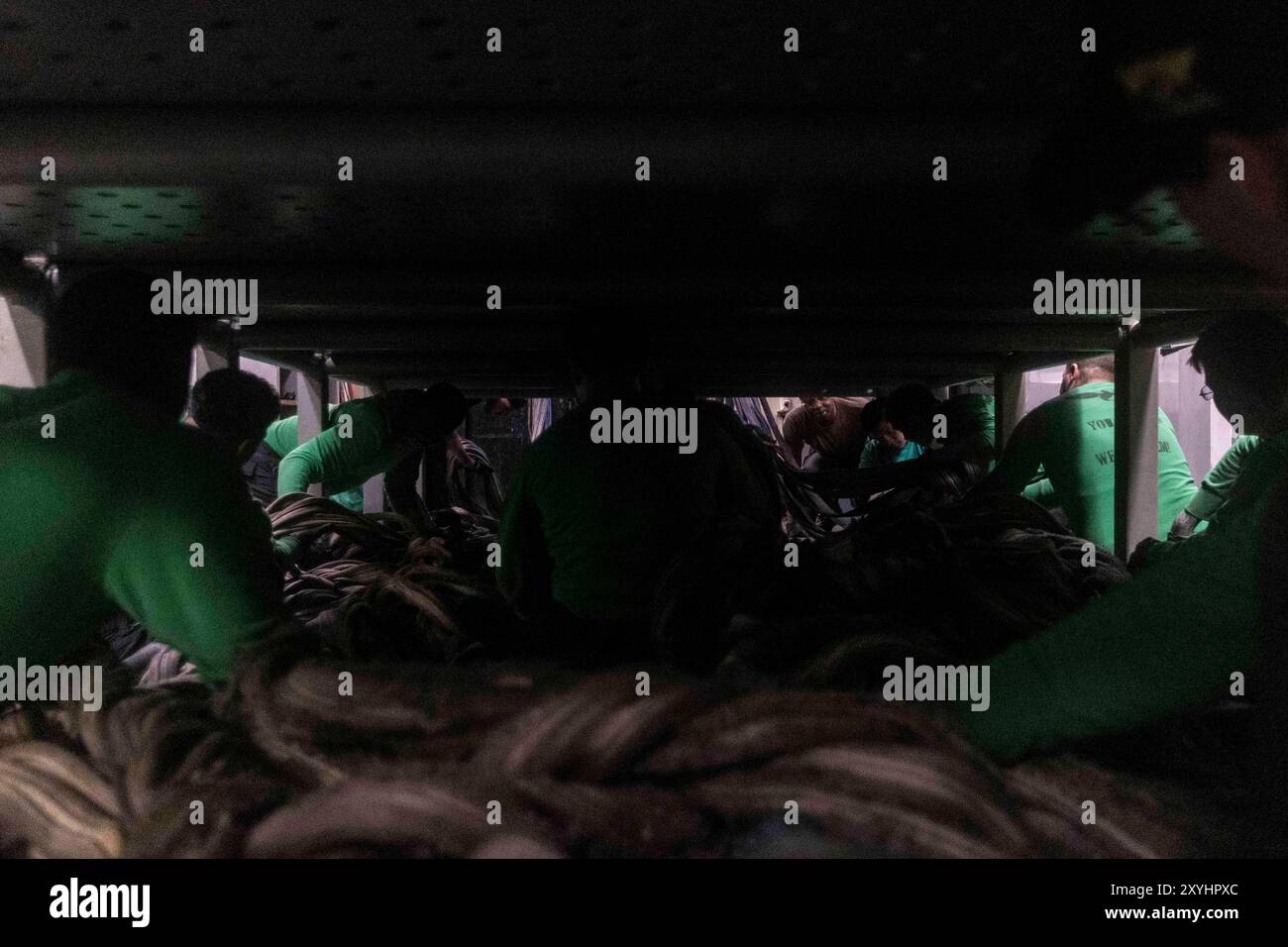 NORFOLK, Va. (Aug. 29, 2024) Sailors assigned to air department aboard ...