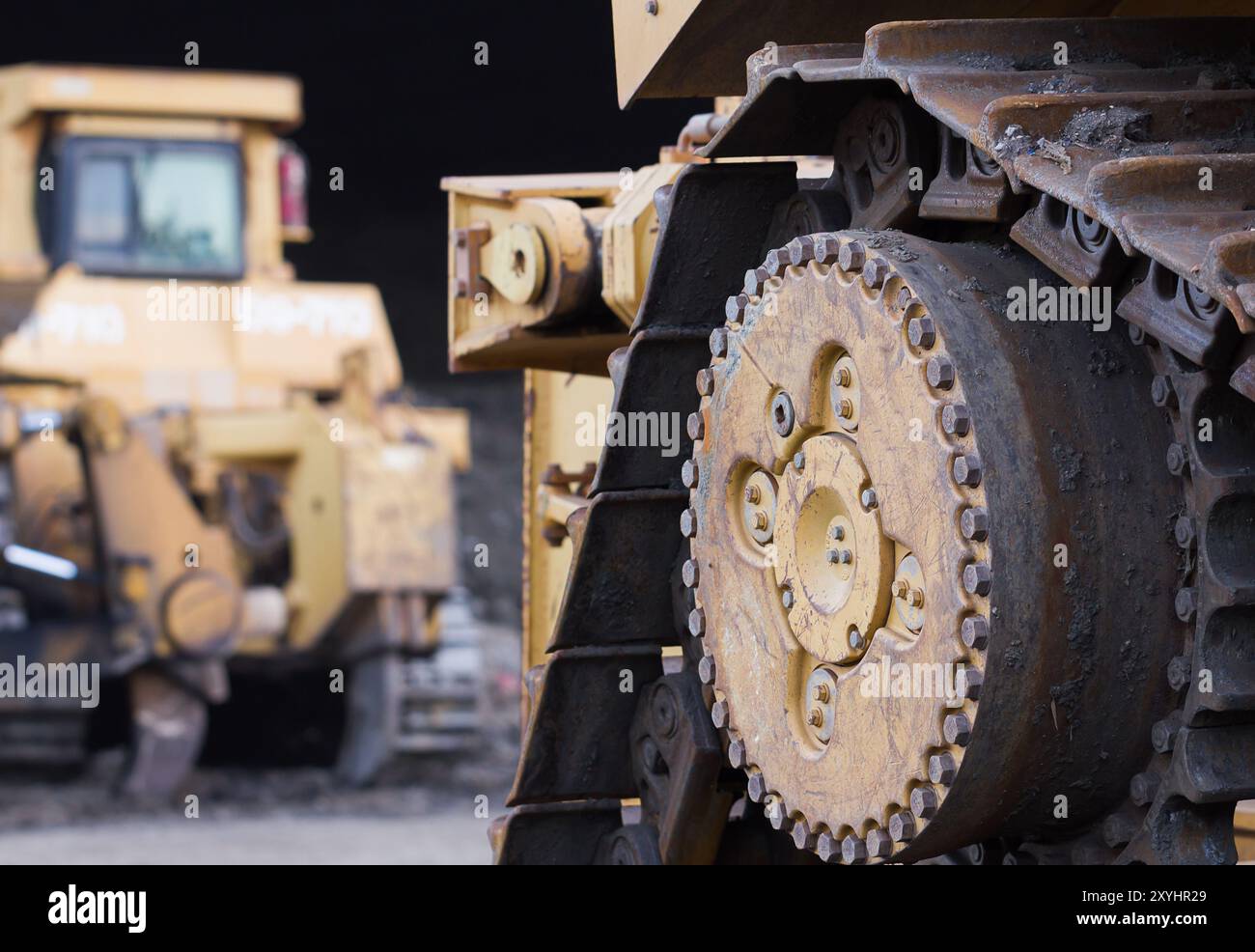 Close up Part of bulldozer track in construction site Stock Photo - Alamy