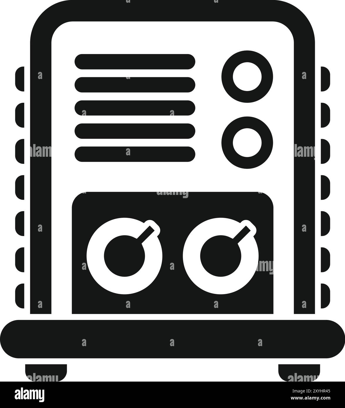 Simple icon of a vintage radio receiver with control knobs, evoking ...