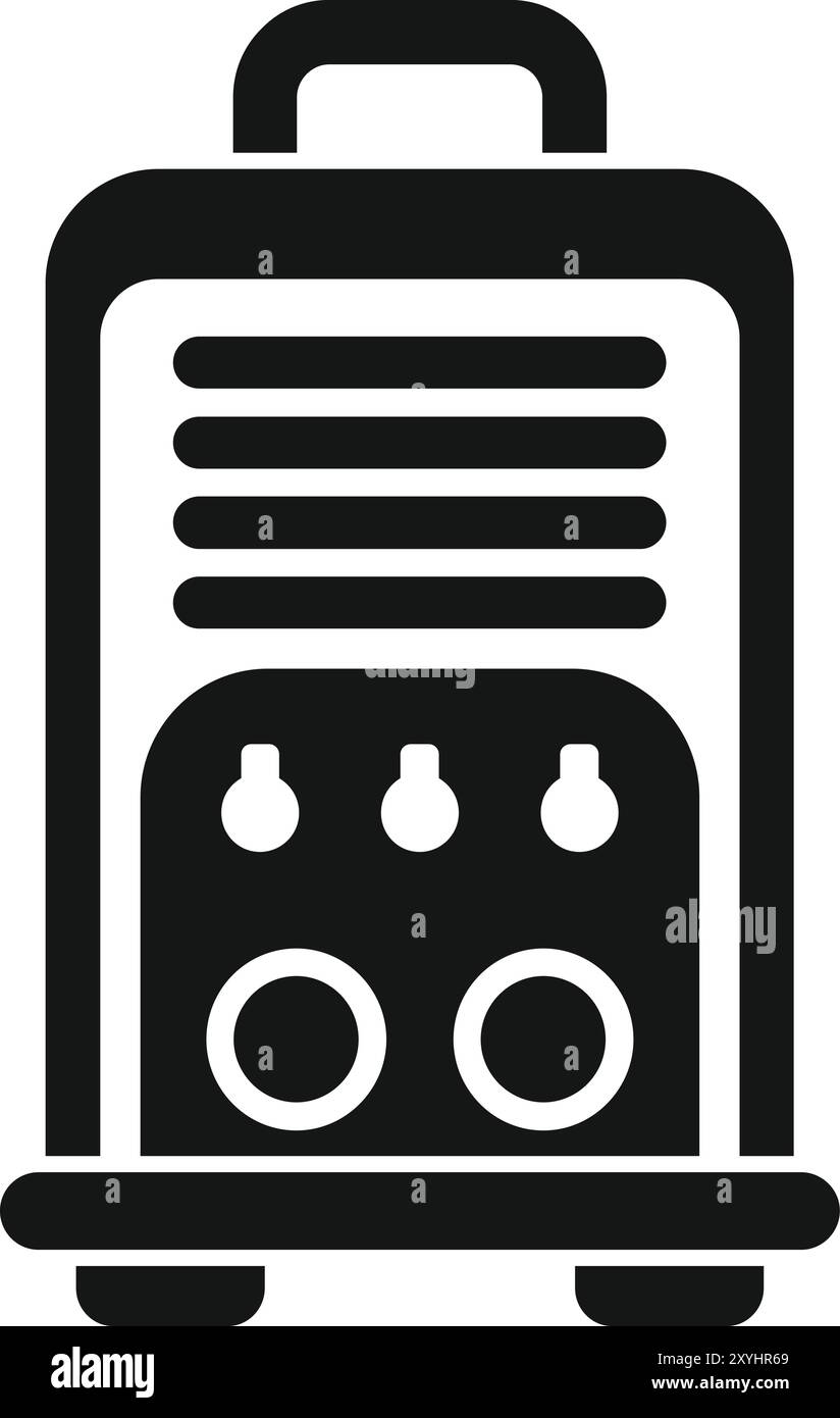 Portable welding machine showing control panel with buttons and ...