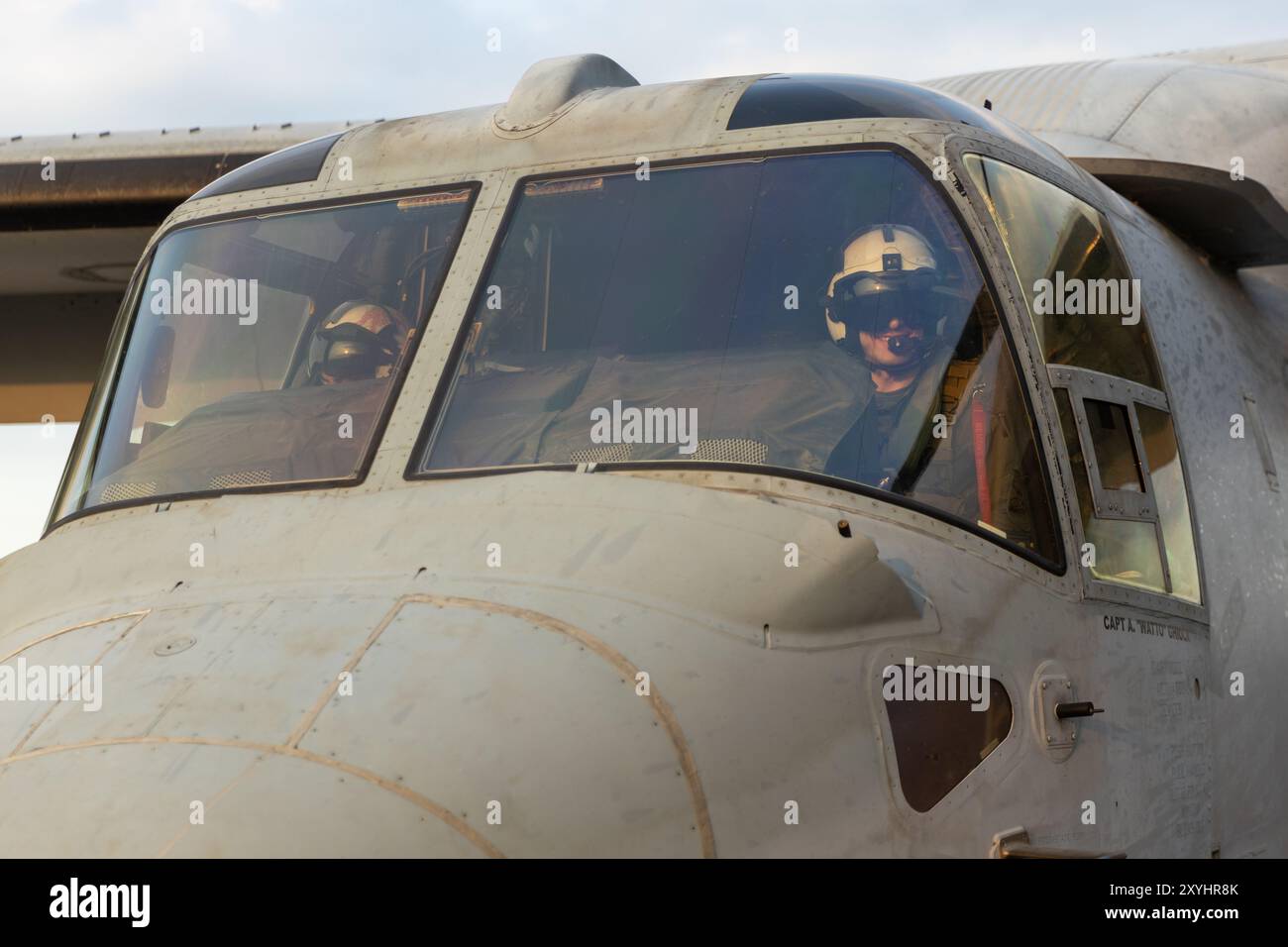 U.S. Marine Corps Capt. Jay Caluna, left, and Capt. Alex Schermacher ...