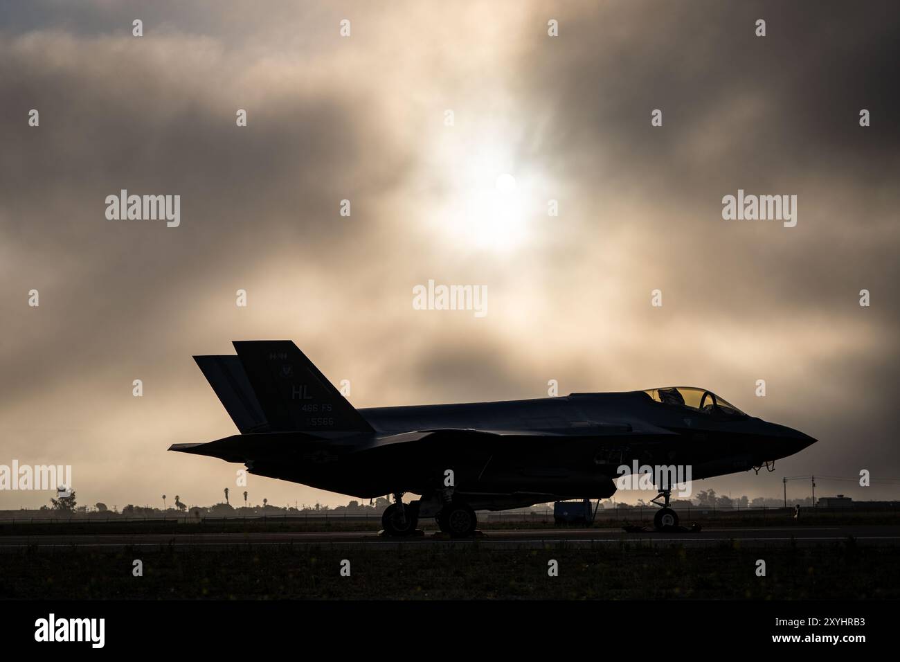 A U.S. Air Force F-35A Lightning II is parked on the runway during ...