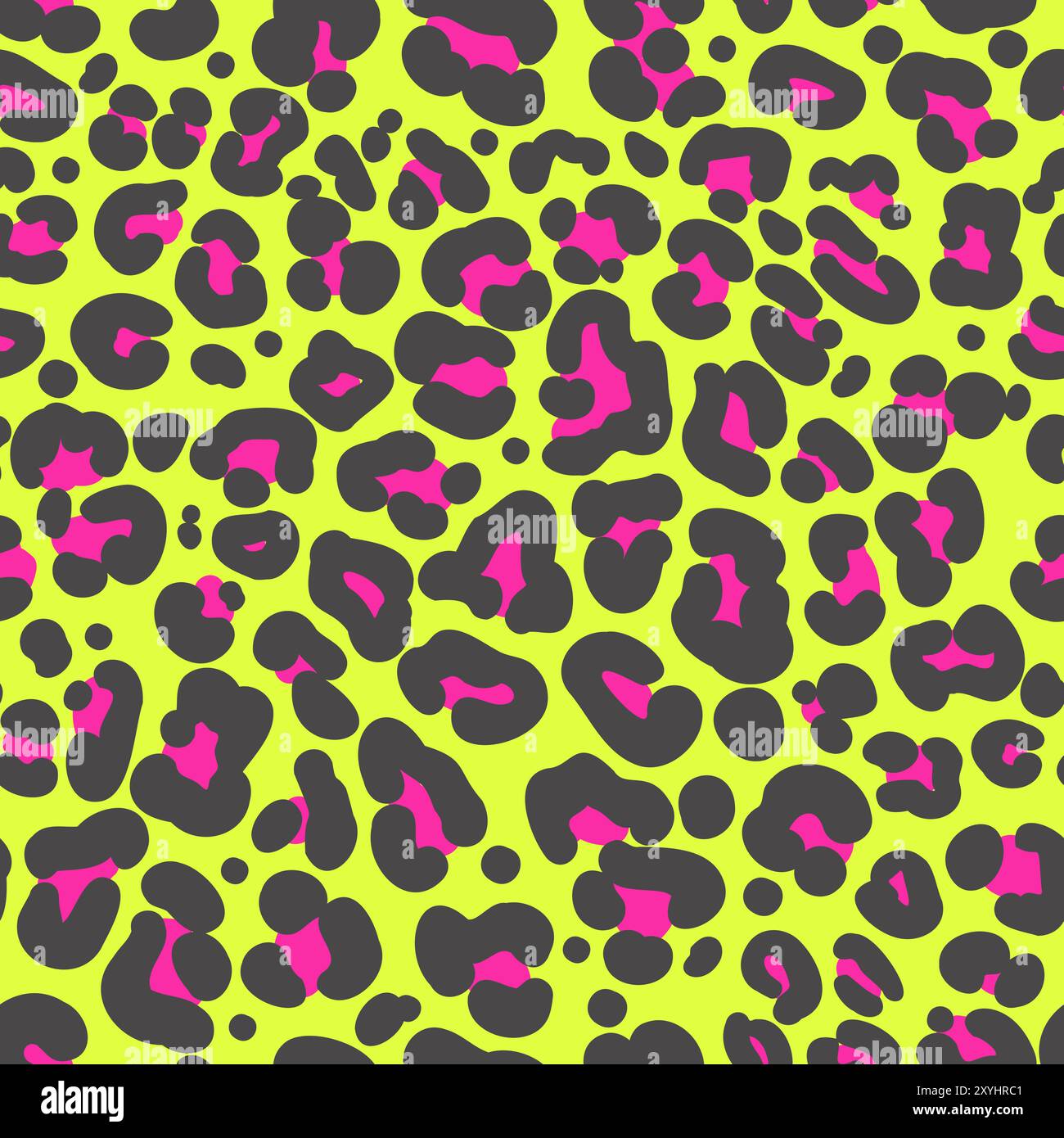 Leopard print seamless pattern. Neon cheetah skin 80 90s design. Black ...