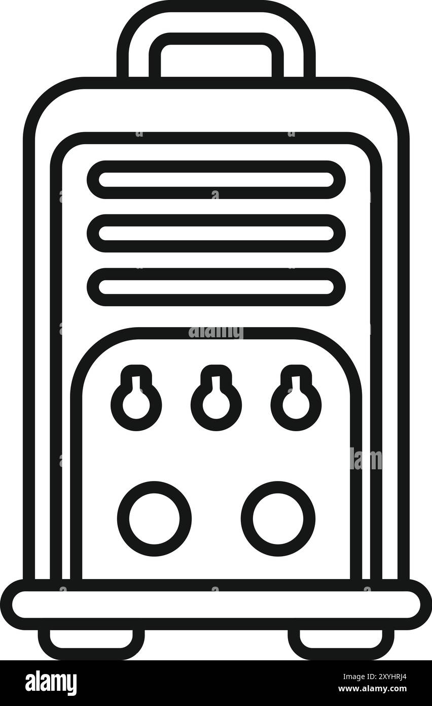 Inverter welding machine with control panel icon in outline style ...