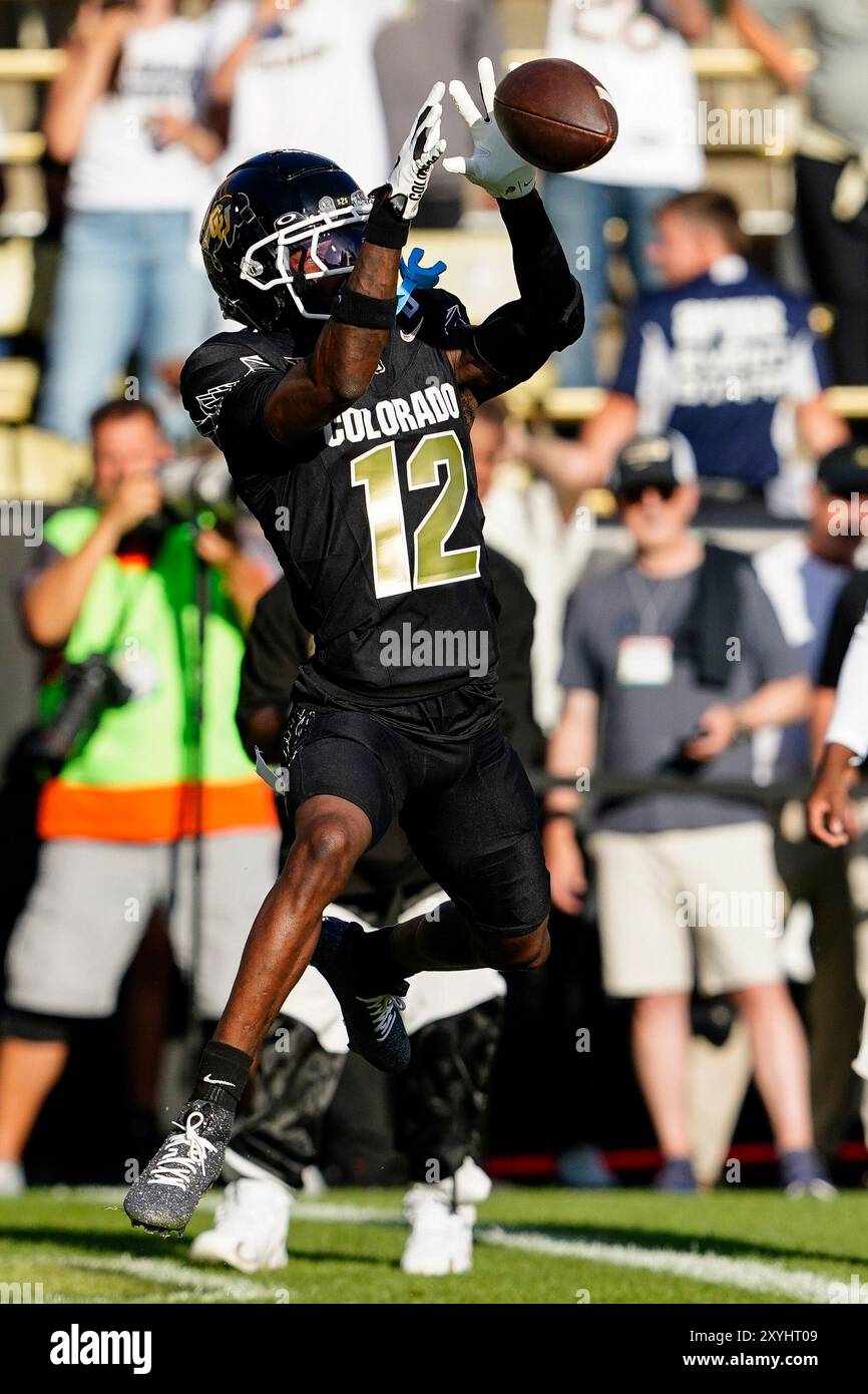 August 29, 2024: Colorado wide receiver Travis Hunter catches a pass ...