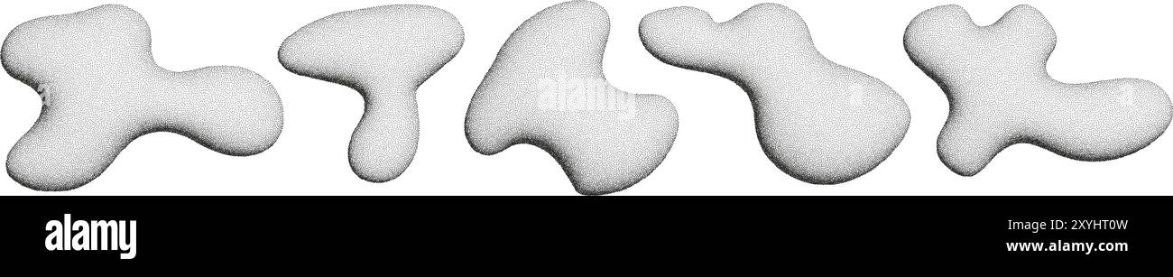 3d irregular shapes, abstract fluid halftone elements, organic liquid ...