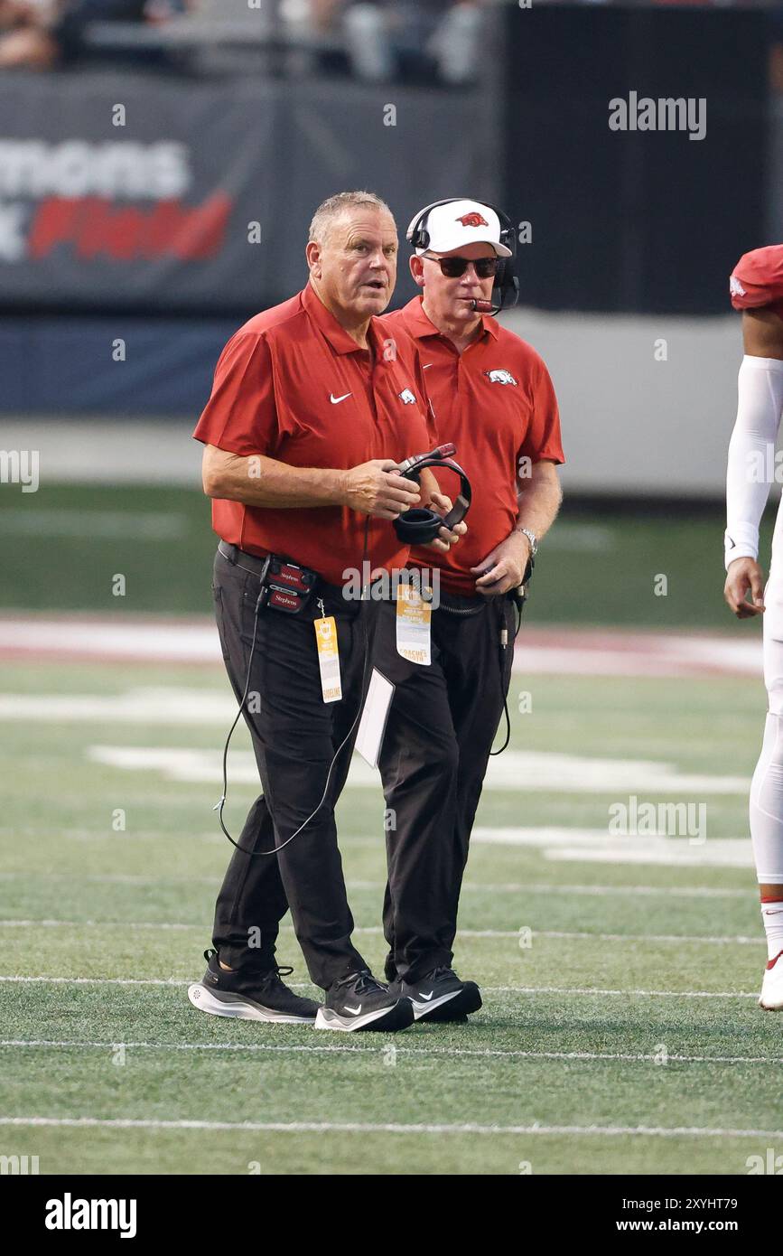 LITTLE ROCK, AR - AUGUST 29: Arkansas Razorbacks head coach Sam Pittman ...