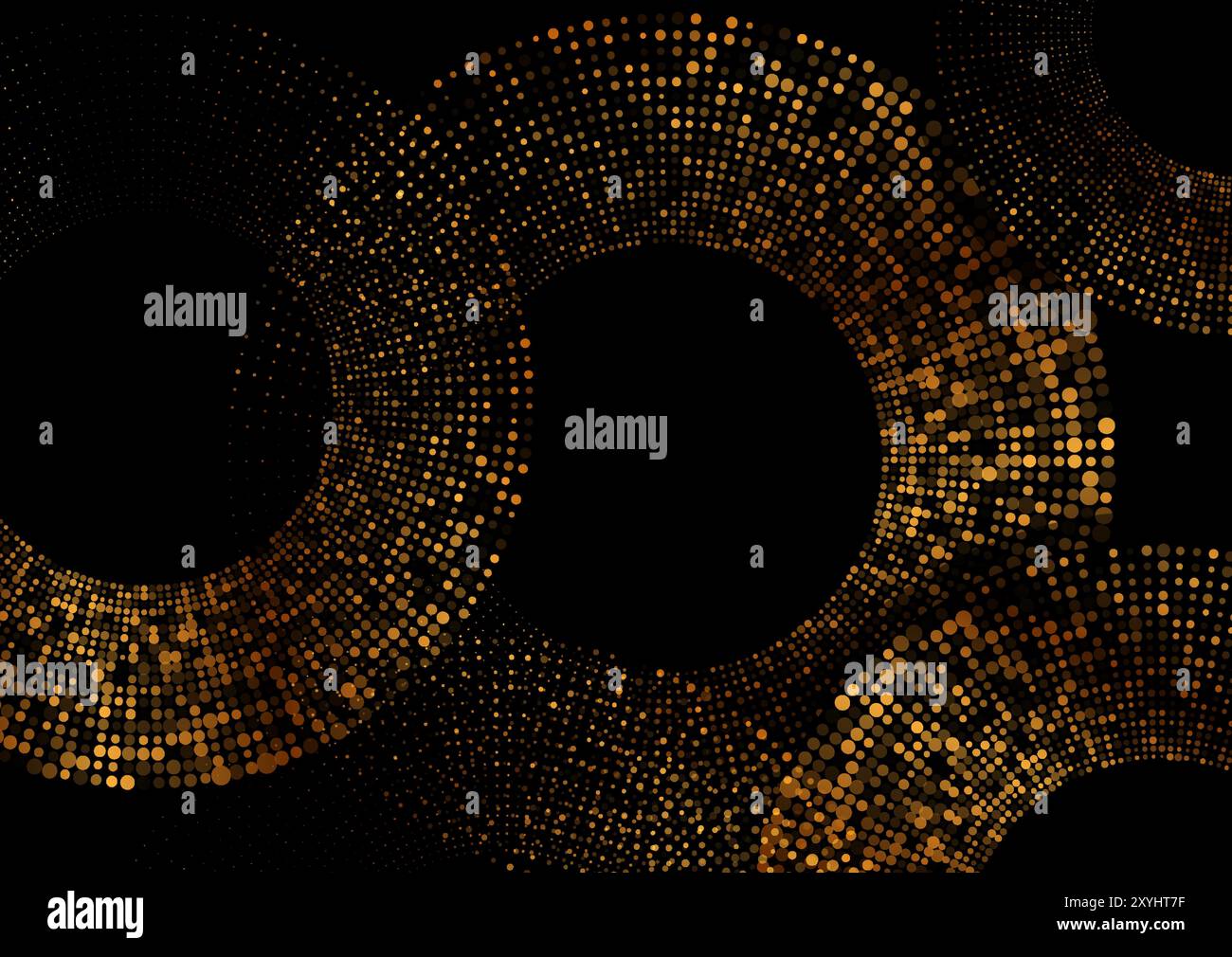 Shiny golden halftones dotted particles abstract sparkling circles ...