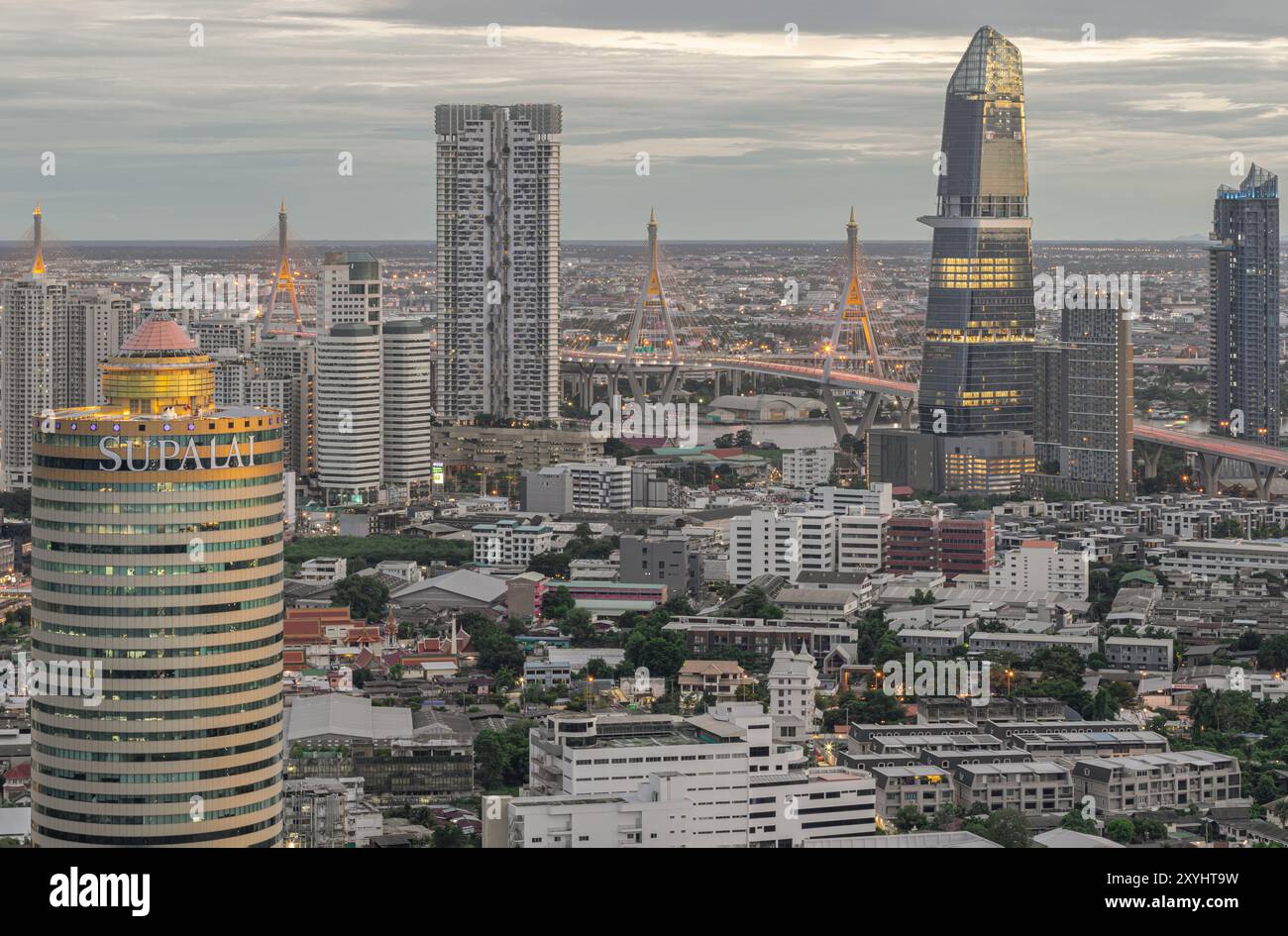 Bangkok, Thailand - 29 Aug, 2024 - Aerial view of KingBridge tower ...