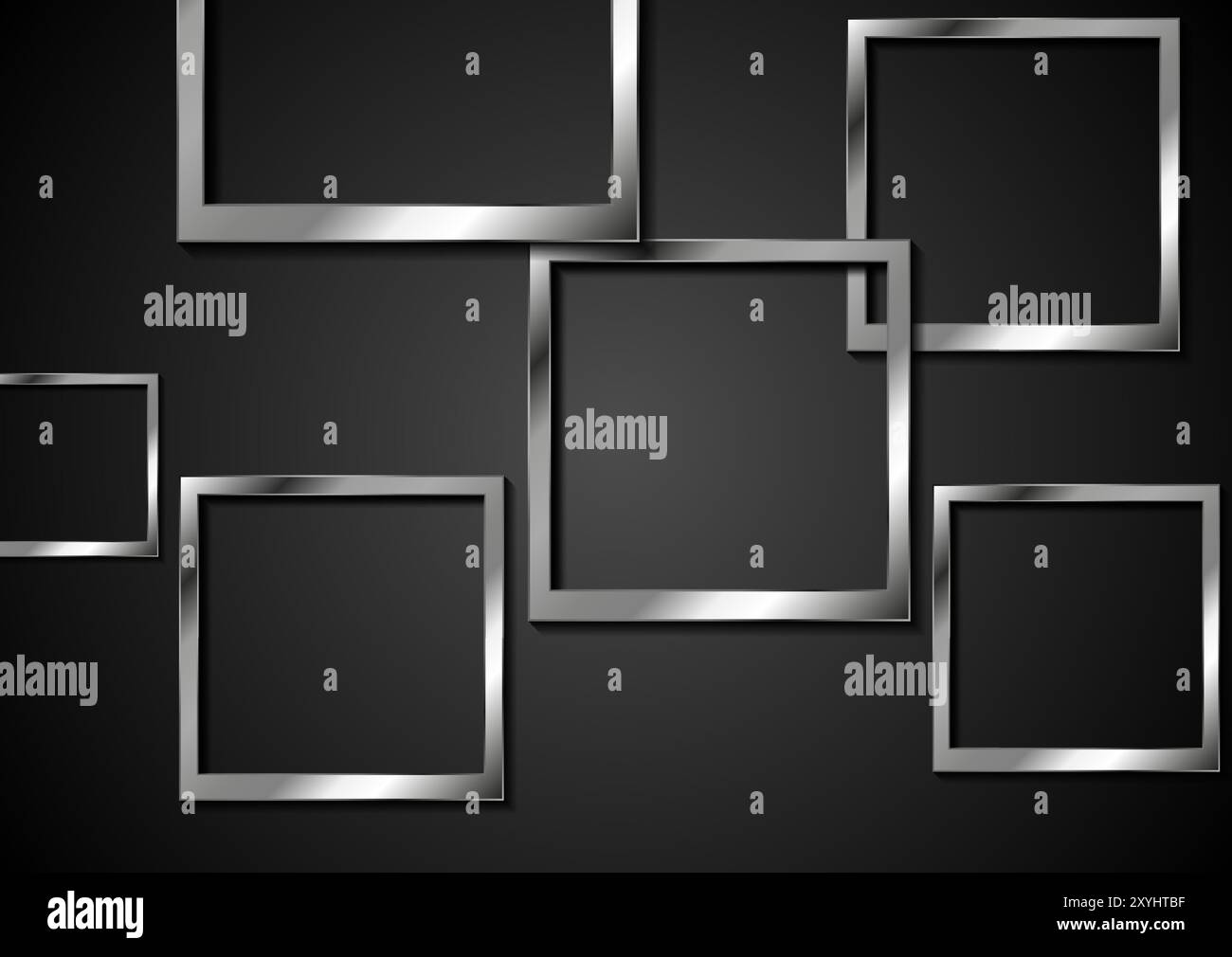 Black background with metallic photo frames abstract design. Vector ...