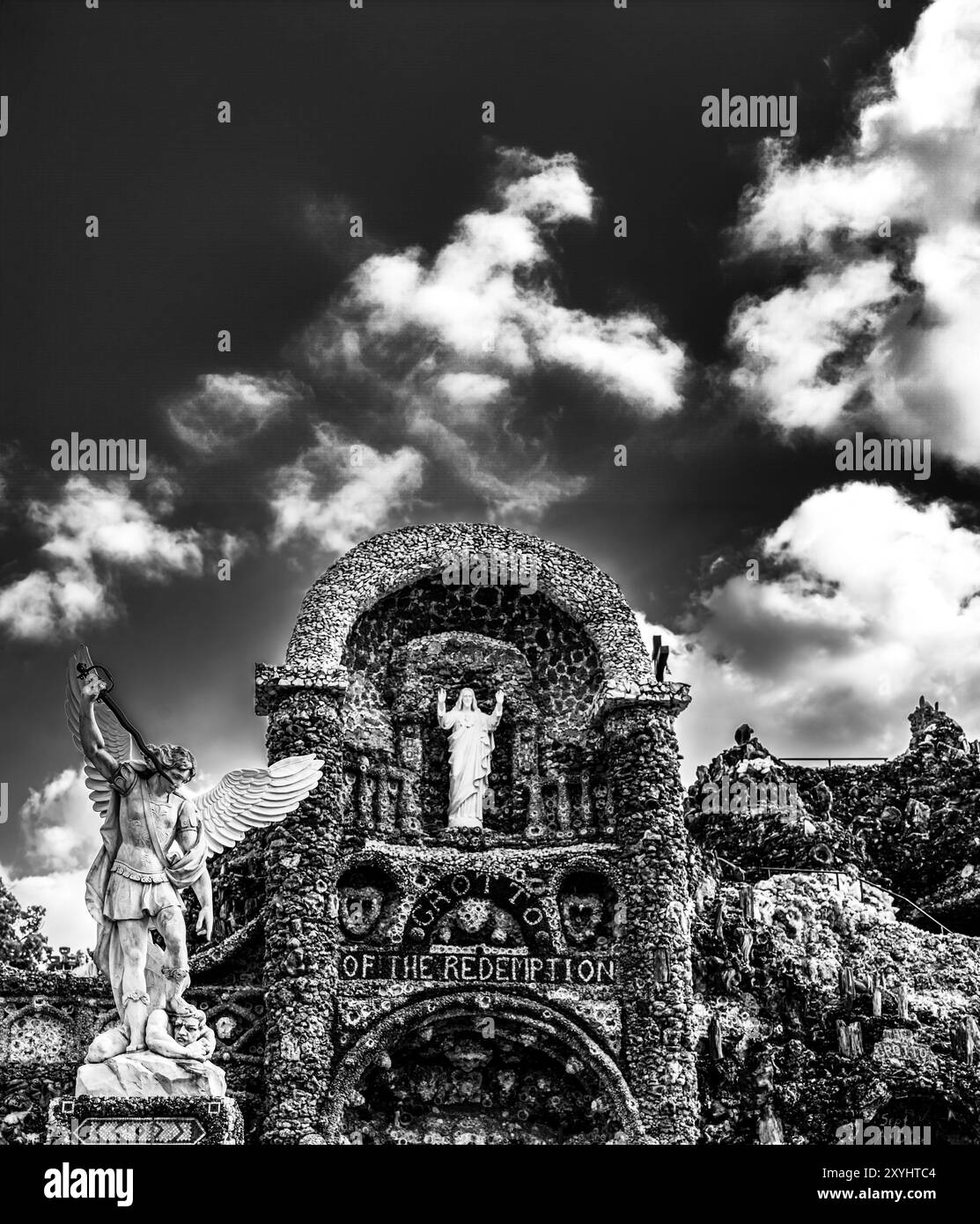 Shrine of the grotto of the redemption Black and White Stock Photos ...