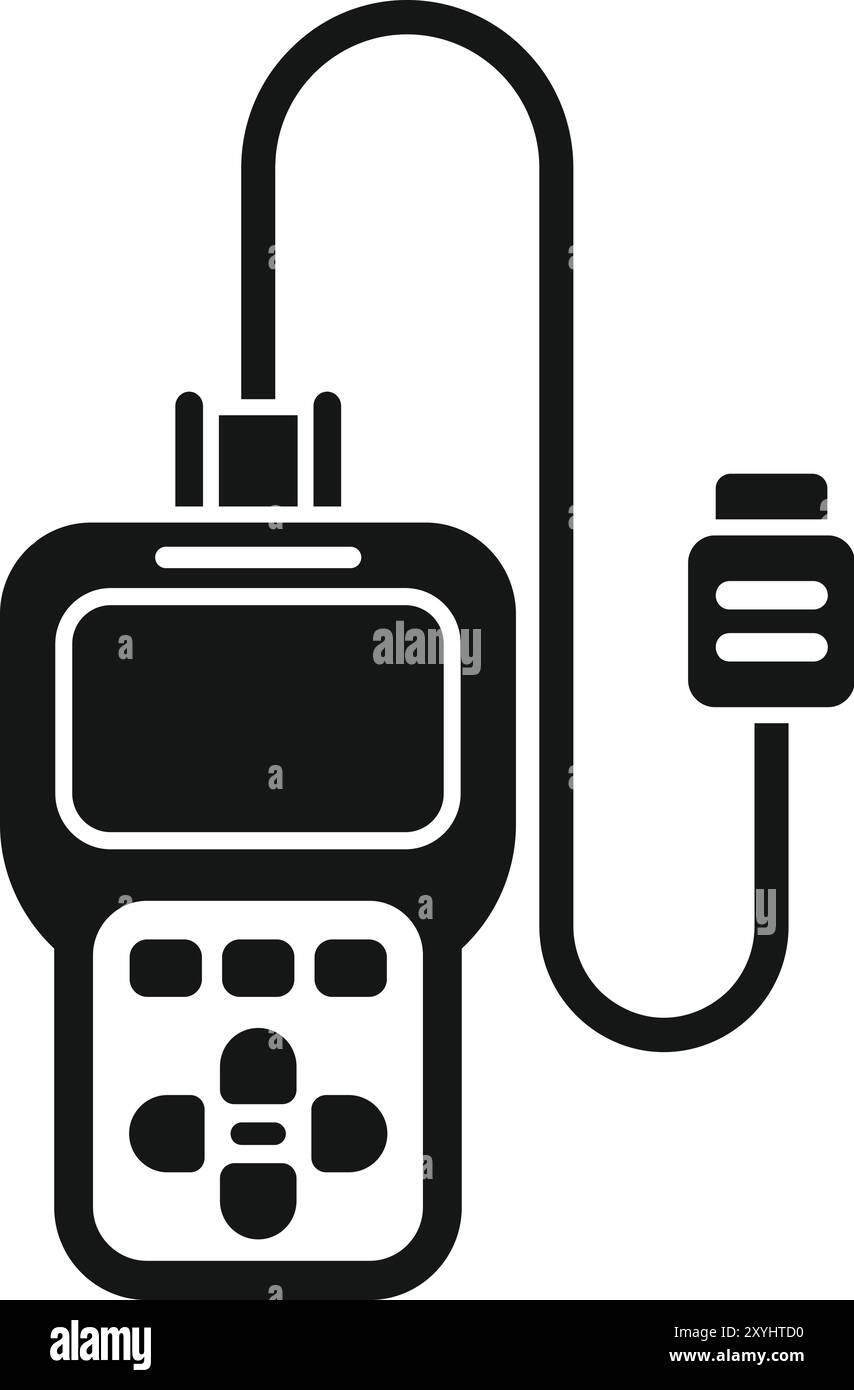 Car diagnostic device showing battery status on screen icon Stock ...