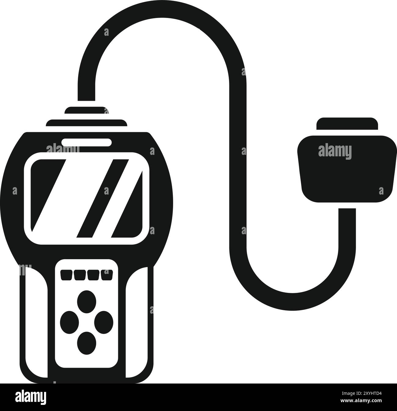 Black glyph icon of a car diagnostic device showing error codes for a ...