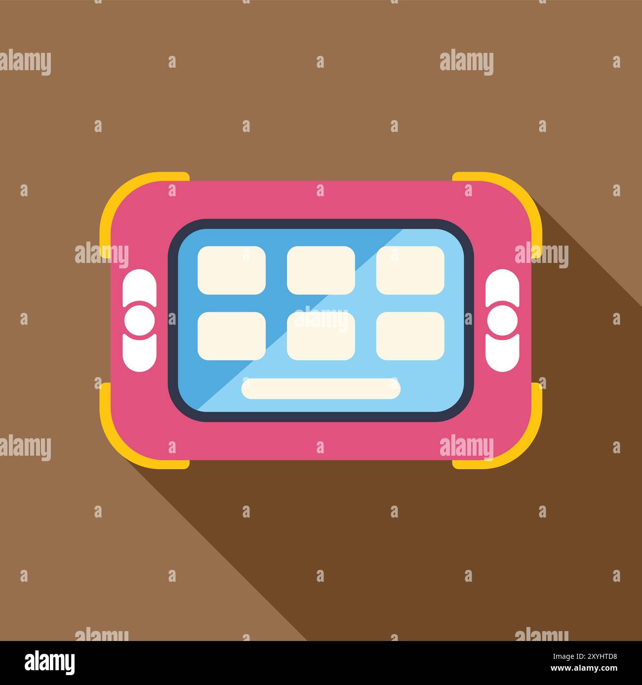 Pink tablet computer with blank screen displaying apps for social media ...