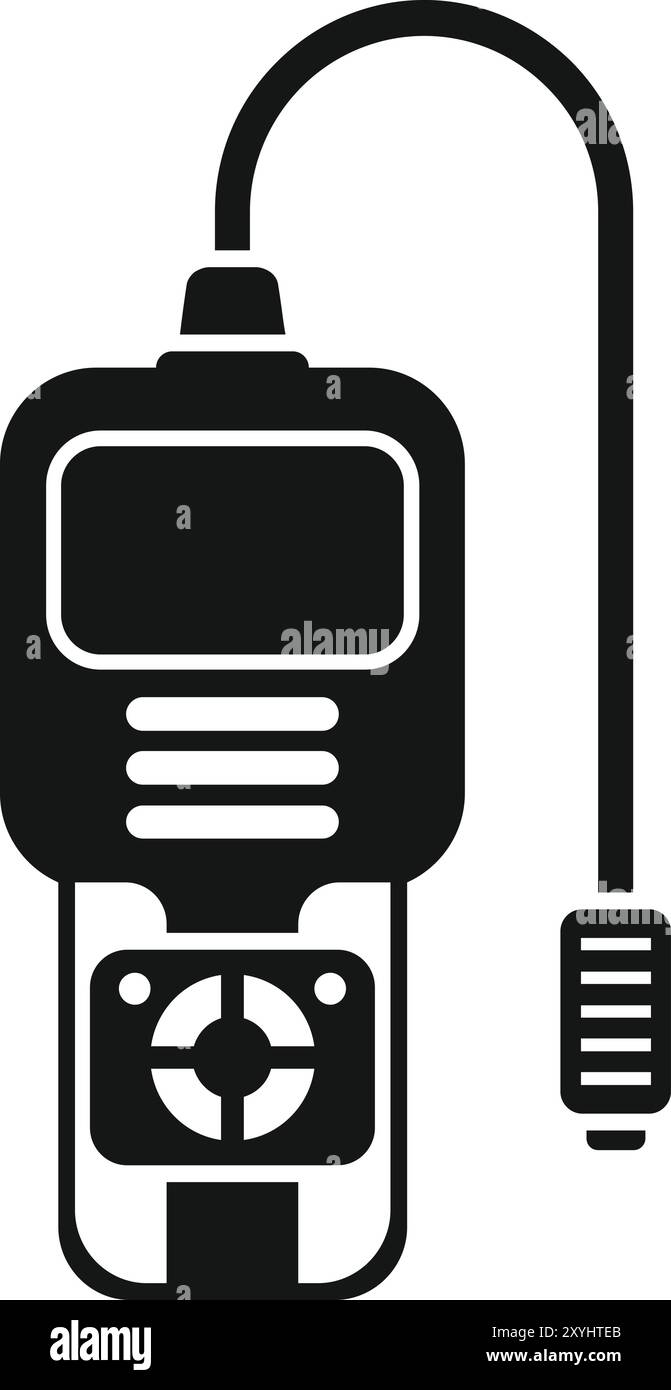 Black solid icon for a portable gas detector measuring instrument, used ...