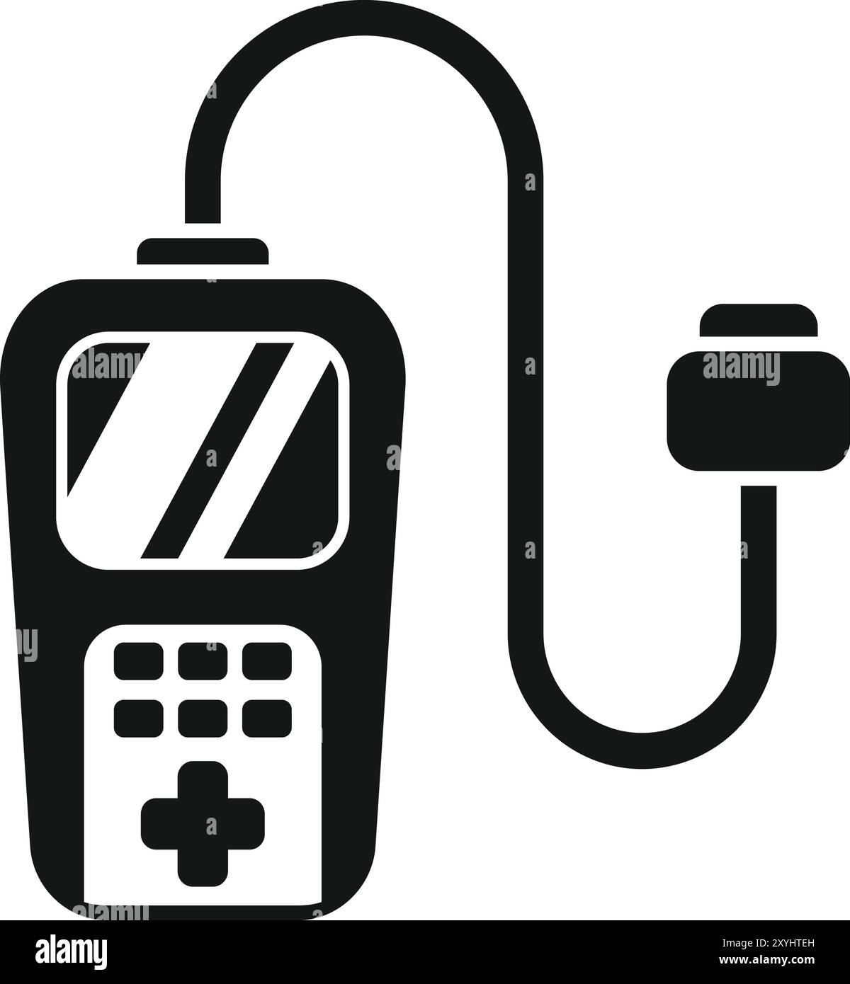 Blood pressure monitor showing measuring blood pressure icon glyph ...