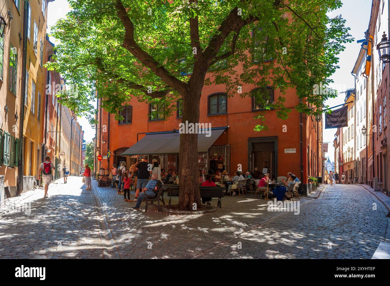 Under Kastanjen café in Gamla Stan, Stockholm, Sweden, with outdoor ...