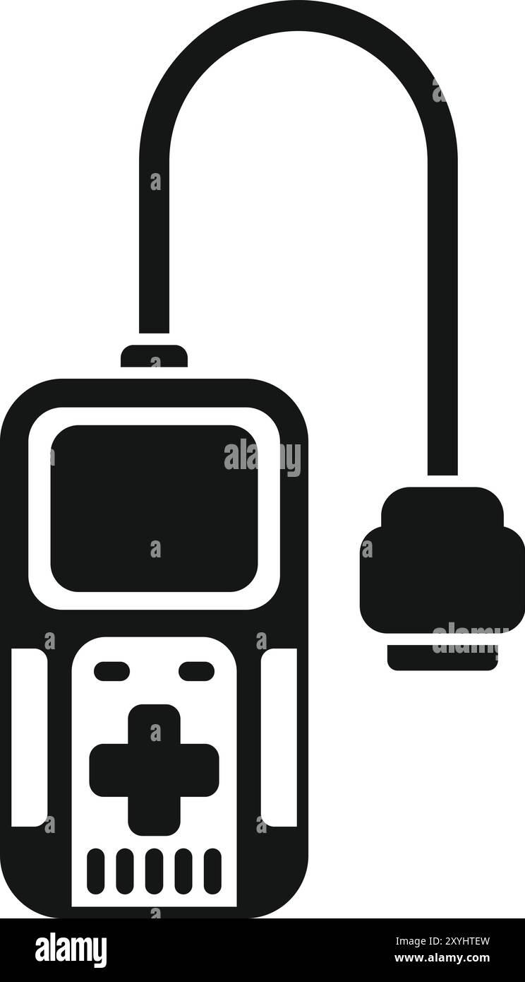 Black glyph icon for a portable game console being connected to a tv ...