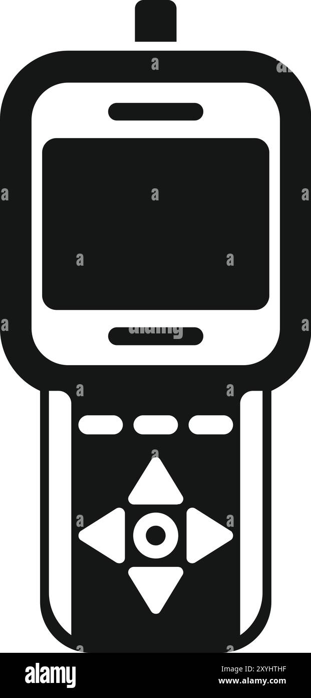 Simple icon of a remote control device with a screen displaying a ...
